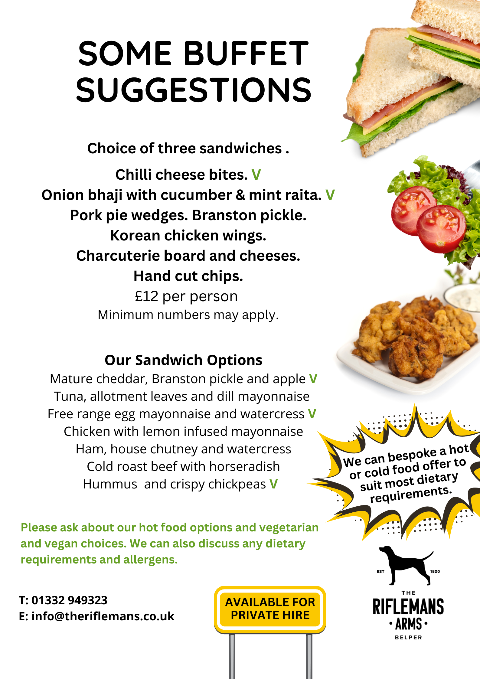 Food and Drink Menus - The Riflemans Arms, Belper